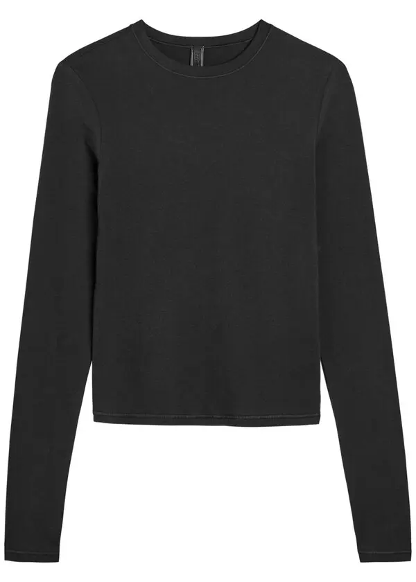 SKIMS Long Sleeve Cotton-jersey T-shirt - Black