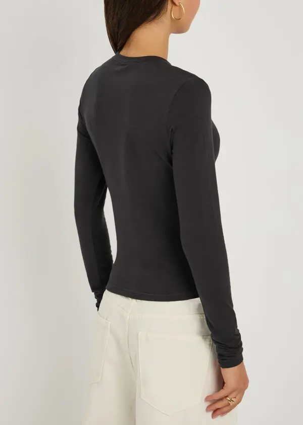SKIMS Long Sleeve Cotton-jersey T-shirt - Black