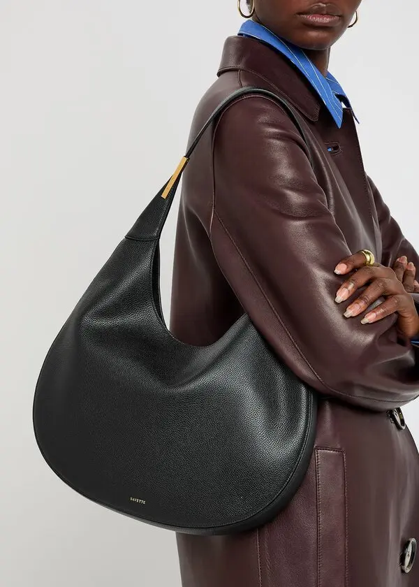 Savette Florence Leather Hobo Bag - Black