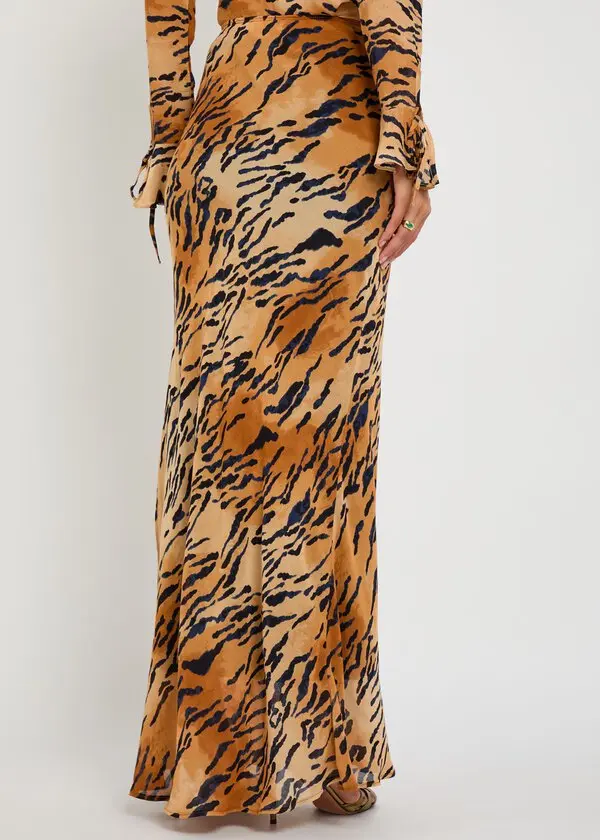free people brown and white dress Never Fully Dressed Leopard Lace Midi Maeva Skirt main image 0