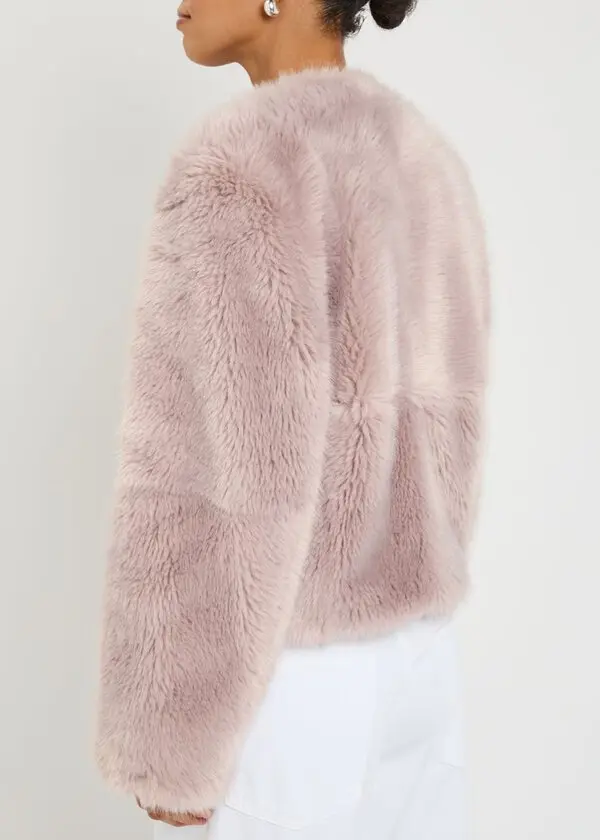 STAND STUDIO Halle Faux Fur Jacket - Light Pink