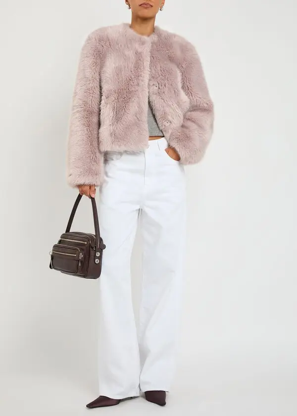 STAND STUDIO Halle Faux Fur Jacket - Light Pink