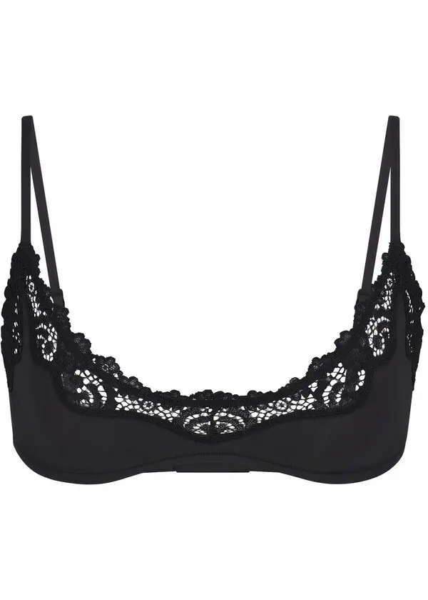 SKIMS Lace-trim Stretch-jersey Scoop Bralette - Black