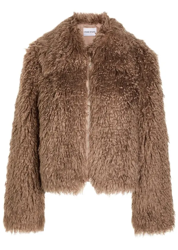 STAND STUDIO Zaylee Faux Fur Jacket - Beige