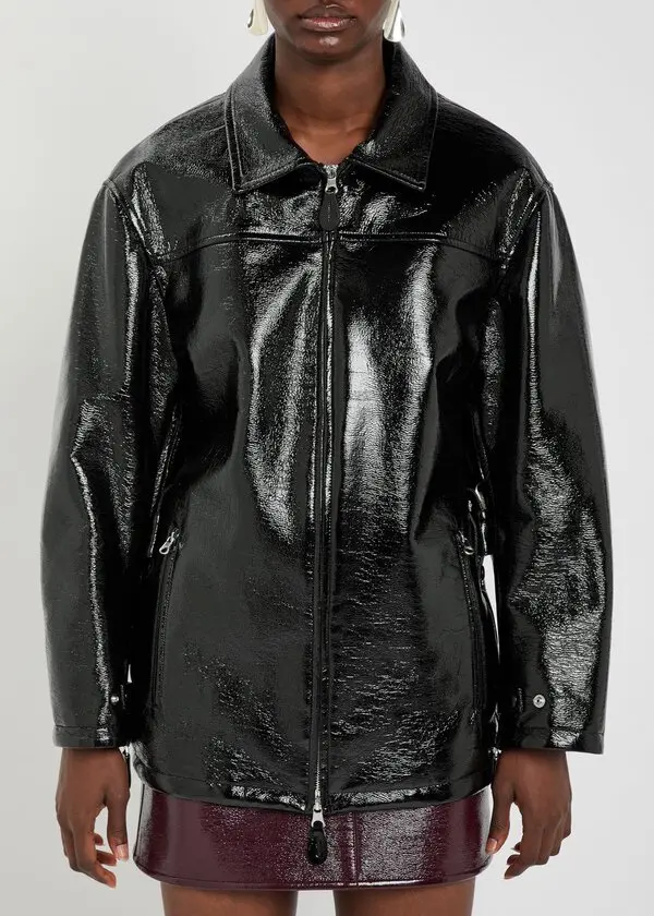 COURREGES Quilted Faux Patent Leather Jacket