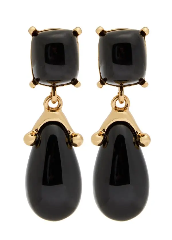 KENNETH JAY LANE 22kt Gold-plated Drop Clip-on Earrings - Black