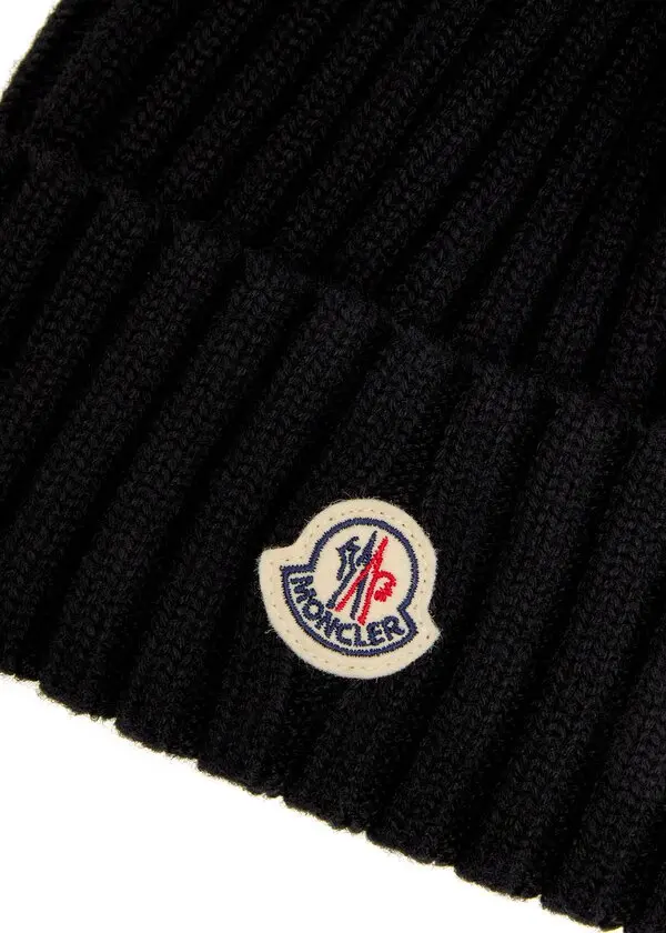 Moncler Ribbed Wool Bobble Hat