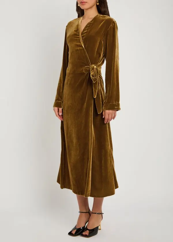 FORTE_FORTE Velvet Midi Wrap Dress