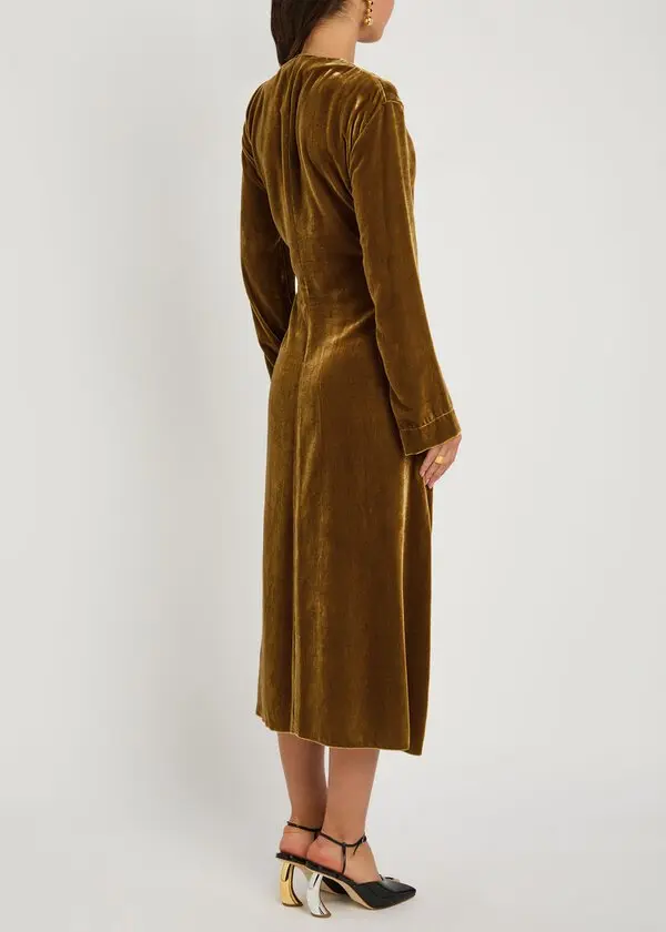 FORTE_FORTE Velvet Midi Wrap Dress