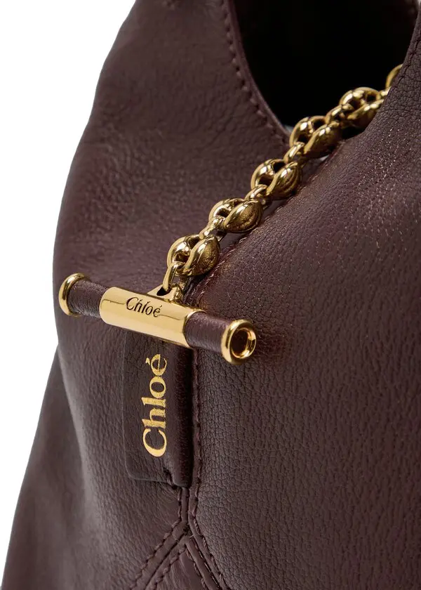 Chloé Balloon Grained Leather Hobo Bag - Burgundy