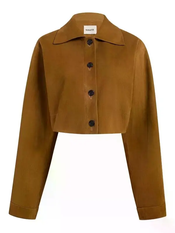 Khaite Sue Suede Cropped Jacket - Brown