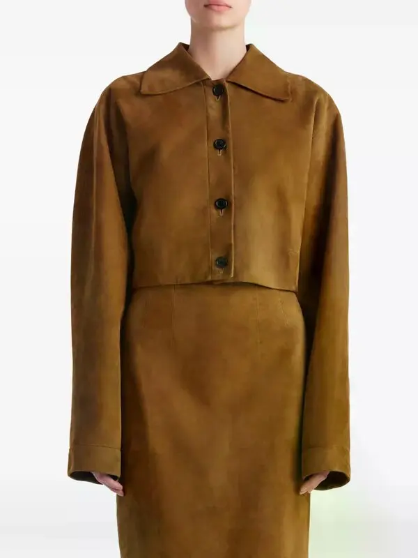 Khaite Sue Suede Cropped Jacket - Brown