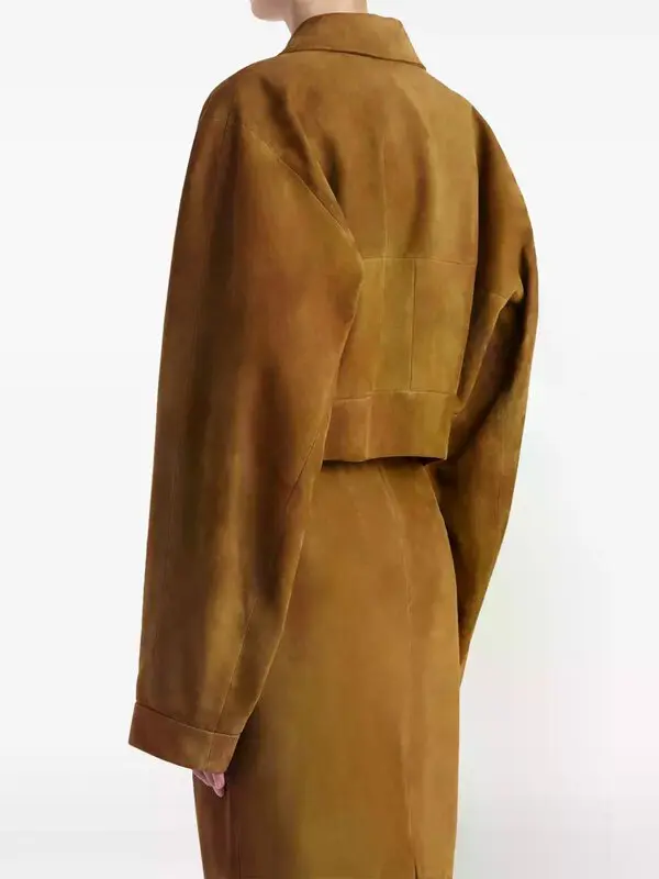 Khaite Sue Suede Cropped Jacket - Brown