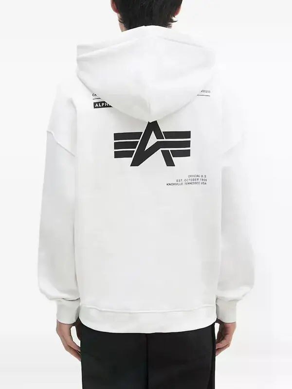 Alpha Industries Logo Hooded Sweatshirt - White
