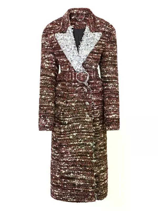 Rabanne Sequin-embellished Belted Coat