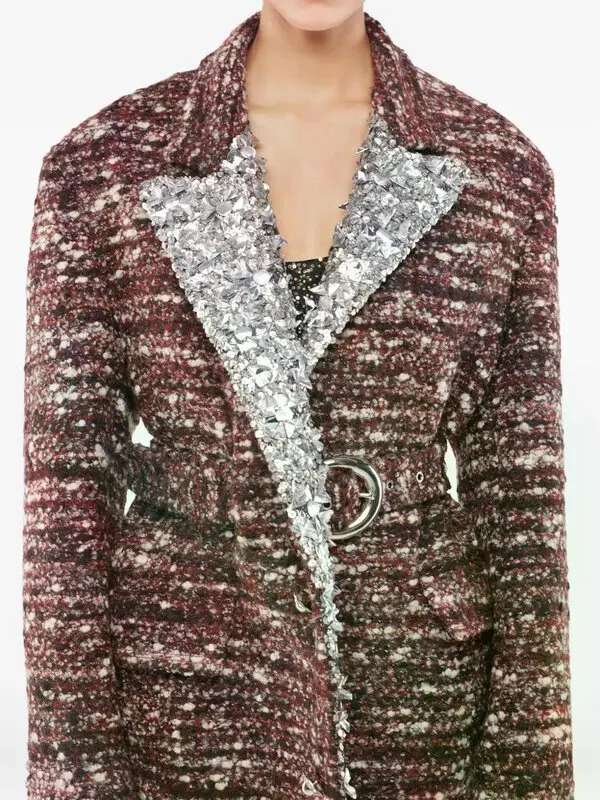 Rabanne Sequin-embellished Belted Coat