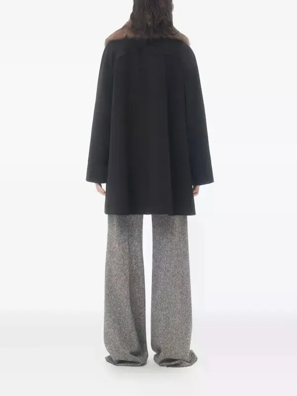 Valentino Garavani Buttoned Coat With Shearling Collar