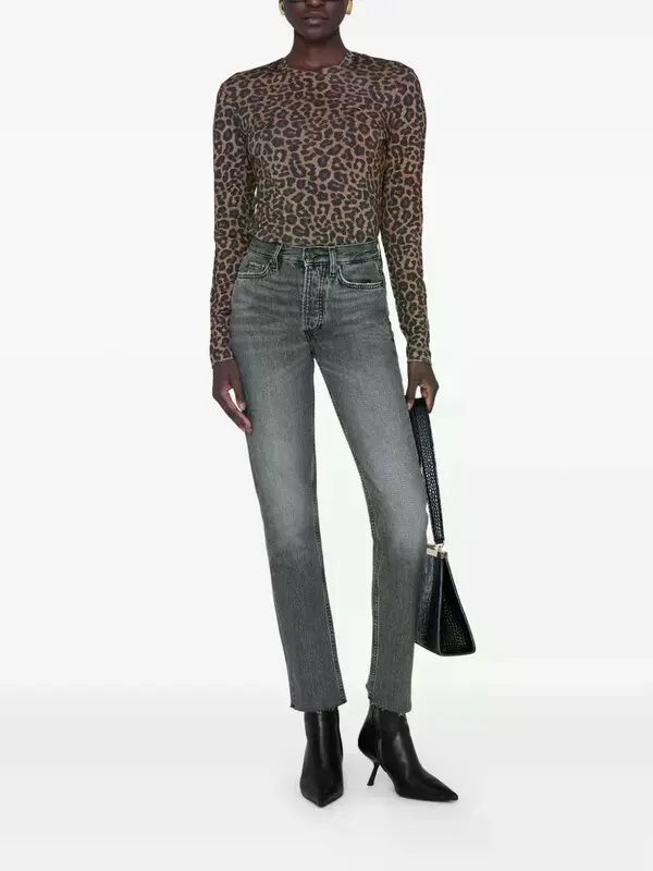 ANINE BING Long-sleeve Leopard-print T-shirt - Brown