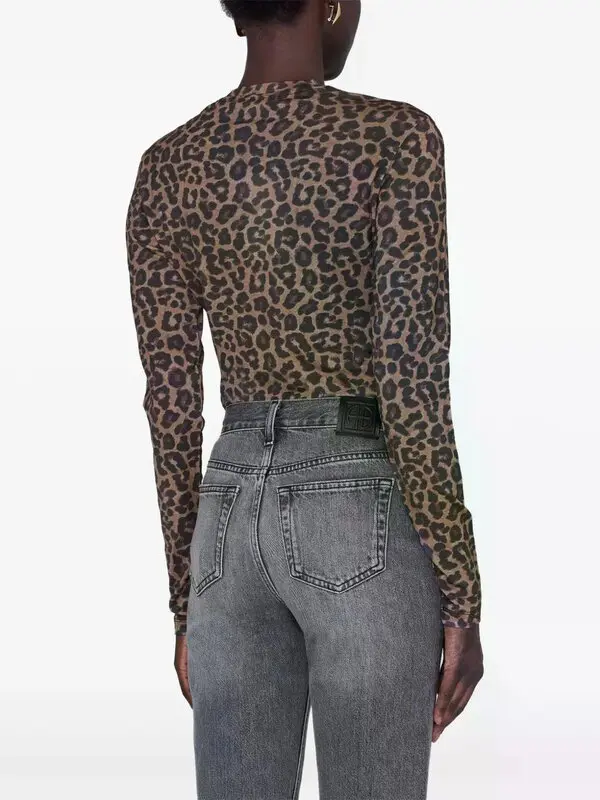 ANINE BING Long-sleeve Leopard-print T-shirt - Brown