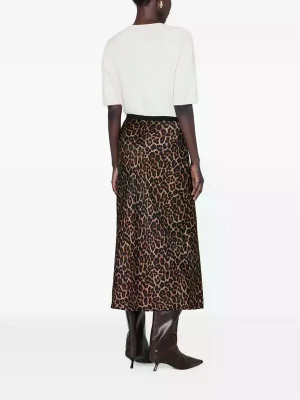 ANINE BING Animal-print Silk Skirt