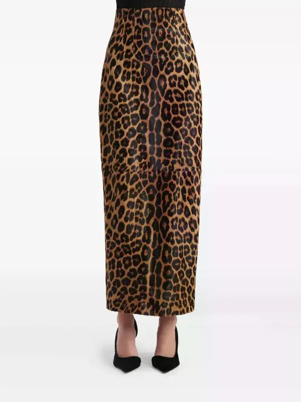 Khaite Leopard Print Slit Maxi Skirt - Brown