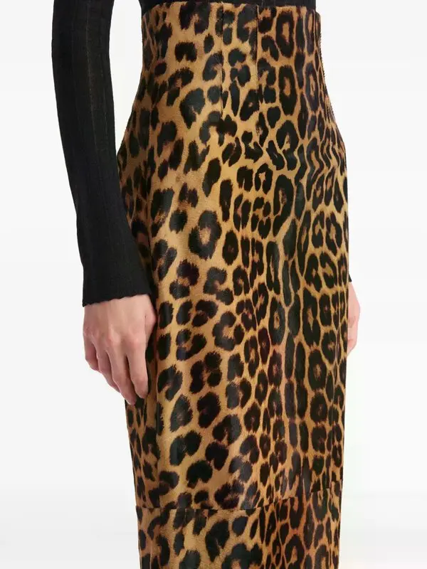 Khaite Leopard Print Slit Maxi Skirt - Brown