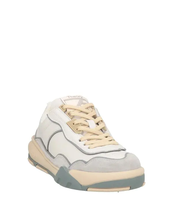 Theory Calfskin Leather And Suede Sneakers - Grey