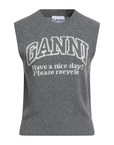 GANNI Intarsia-knit Mélange Sleeveless Sweater