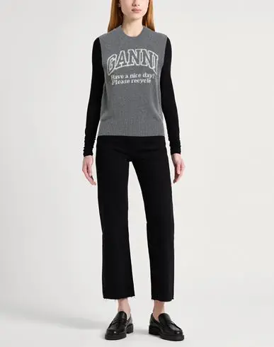 GANNI Intarsia-knit Mélange Sleeveless Sweater