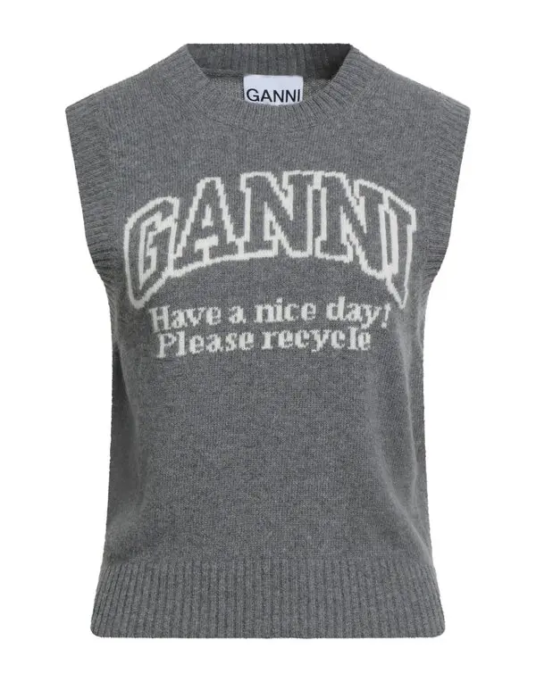 GANNI Intarsia-knit Mélange Sleeveless Sweater