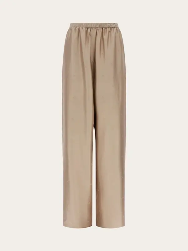FERRAGAMO Silk Palazzo Trouser - Brown