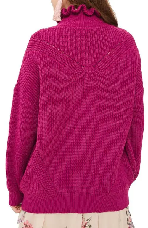 Topshop Frill Neck Puffed Sleeve Sweater