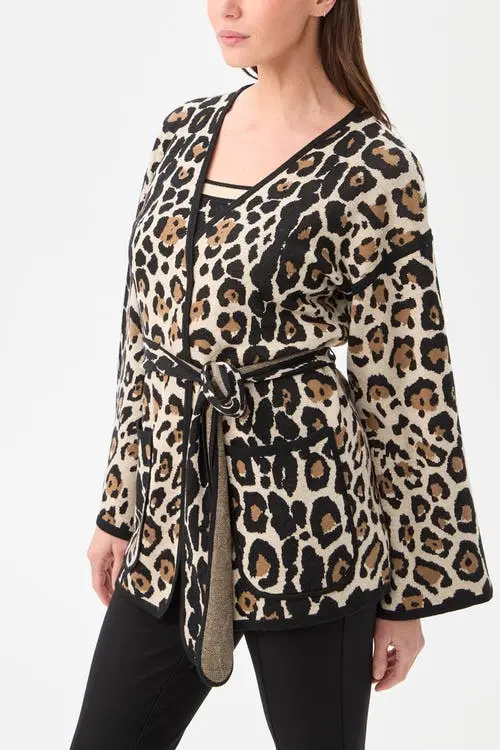 Trina Turk Wright Leopard Print Tie-front Cardigan