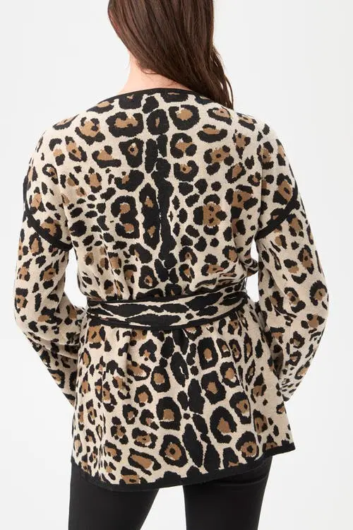 Trina Turk Wright Leopard Print Tie-front Cardigan