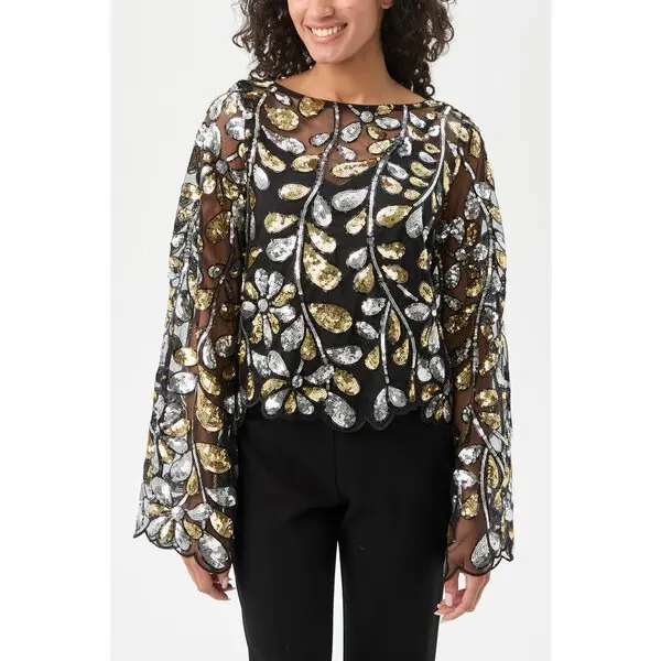 Trina Turk Sequin Embellished Top With Fringe