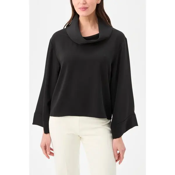 Trina Turk Staged Folded Neckline Top - Black
