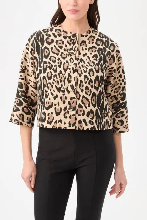 Trina Turk Critique Cropped Leopard Jacket
