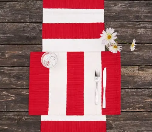 C&F HOME Cabana Stripes Placemats Sets Of 6 Collection - Red