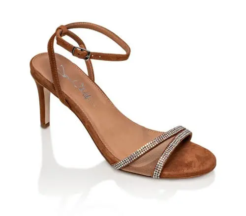 JOAN OLOFF SHOES Fame Ankle Strap Heel - Whiskey