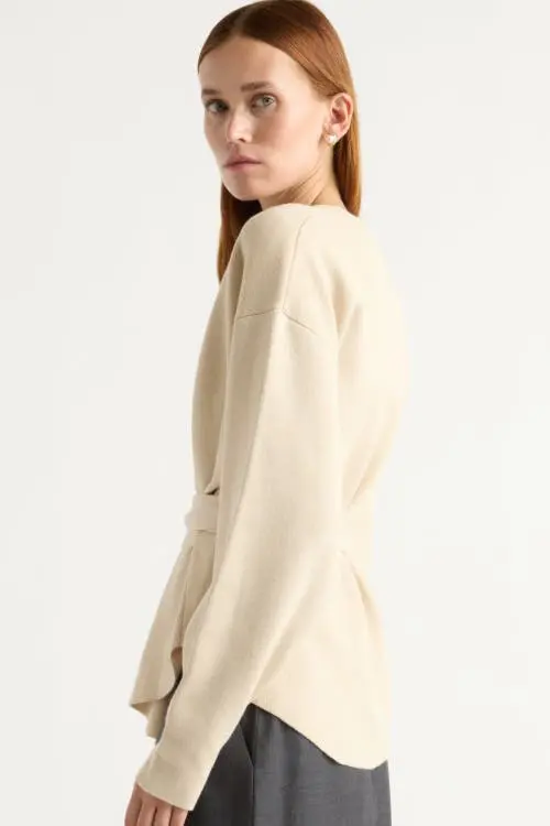 Modern Citizen Tie-front Knit Sweater - Oatmeal