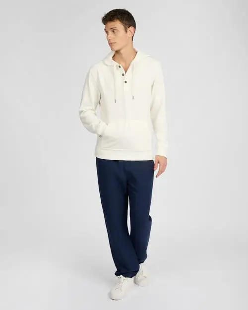 Onia Waffle Knit Half Button Hoodie - Egret