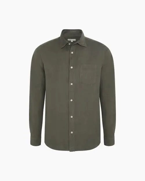 Onia Micro Cord Long Sleeve Button Down - Dark Sage