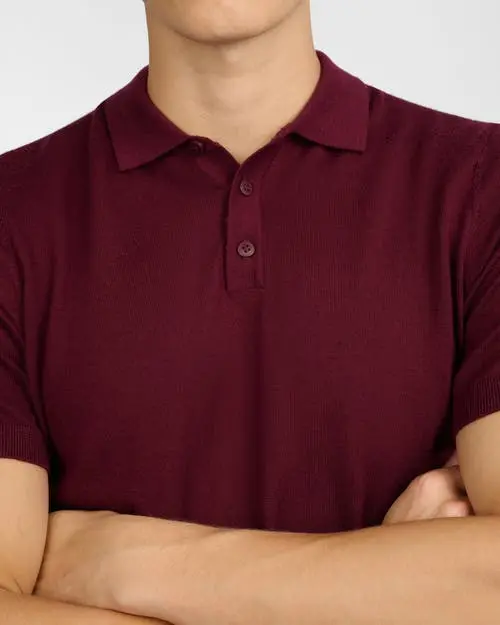 Onia Extra Fine Merino Wool Polo - Port Wine