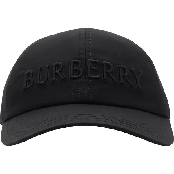 Burberry Embroidered Logo Cotton Gabardine Baseball Cap - Black