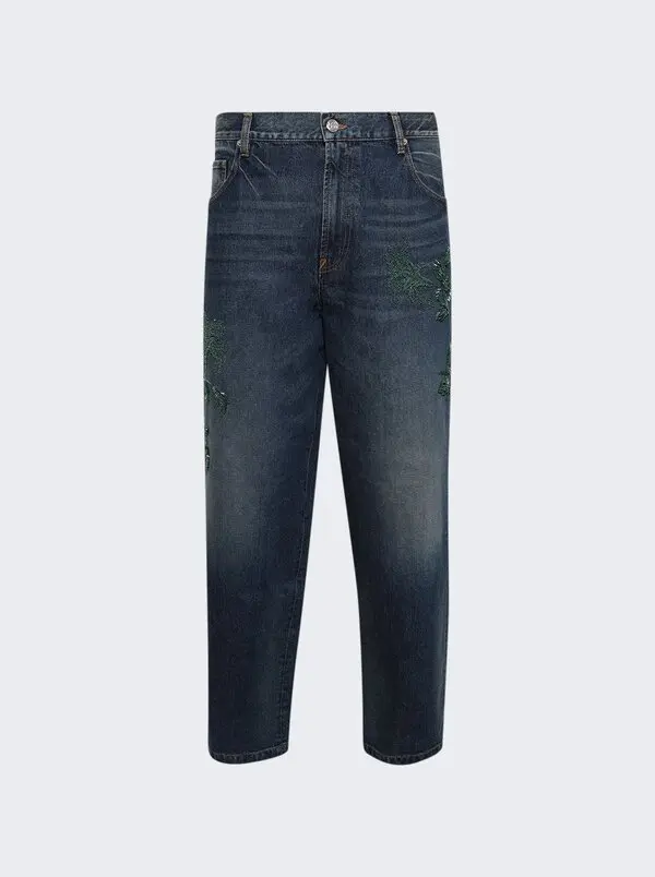 BLUEMARBLE Stoned Washed Botanic Embroidered Jeans - Blue