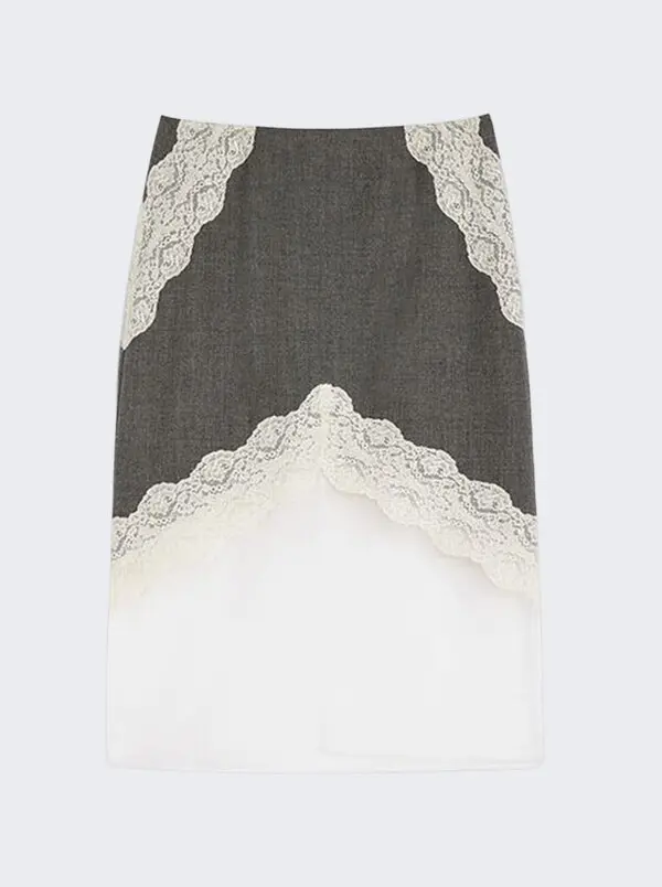 JIL SANDER Wool Canvas And Organza Knee-length Skirt