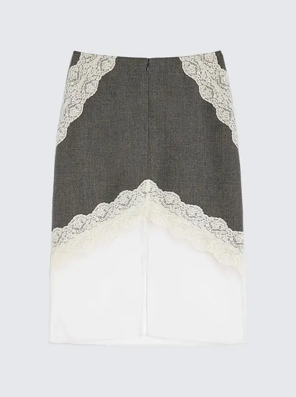 JIL SANDER Wool Canvas And Organza Knee-length Skirt