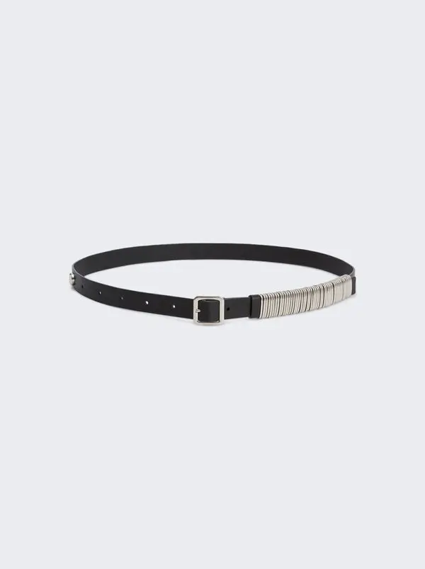 JIL SANDER Metal Loop Leather Belt - Black
