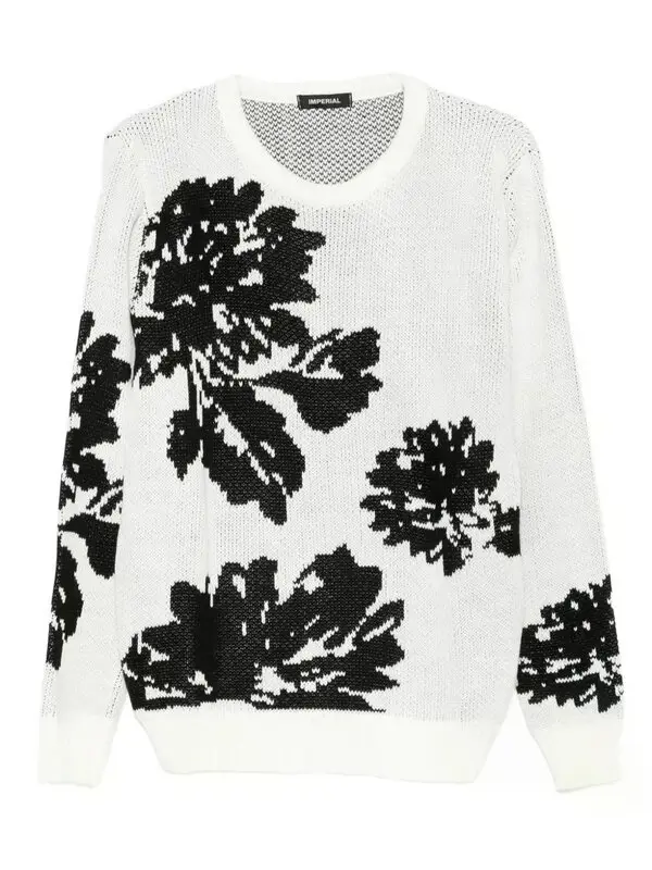 Imperial Floral-motif Crew-neck Sweater - White
