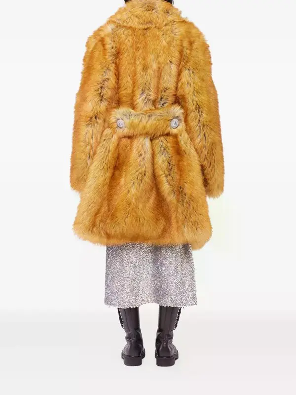 Rabanne Faux Fur Coat With Embellished Lapel
